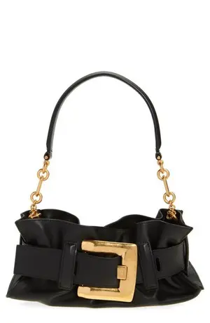 Balmain Anthem Mini Leather Shoulder Bag - Black
