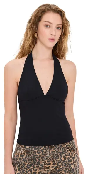 Free People Still Here Halter Neck Tank - Black