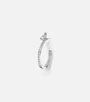 REPOSSI Serti Sur Vide 18kt White Gold Single Hoop Earring With Diamonds - Silver