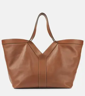 Saint Laurent Leather Tote Bag - Brown