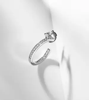 REPOSSI Serti Sur Vide Single Hoop Earring - Silver
