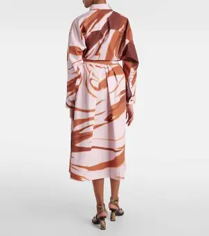 Dries Van Noten Printed Cotton Midi Skirt - Brown