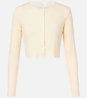 LESET Lauren Cropped Jersey Cardigan - Yellow