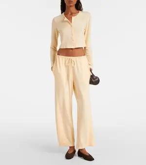 LESET Lauren Cropped Jersey Cardigan - Yellow