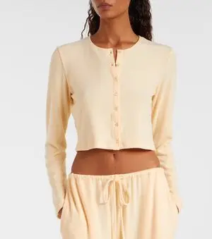 LESET Lauren Cropped Jersey Cardigan - Yellow