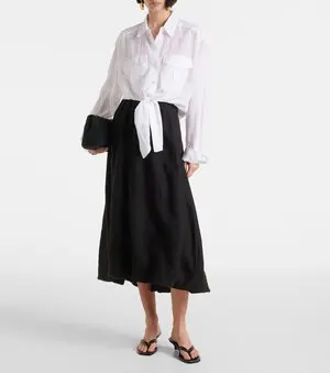 Velvet By Graham & Spencer Rachelle Linen Midi Skirt