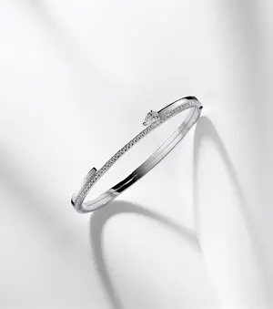 REPOSSI 18kt White Gold Diamond Bangle - Silver
