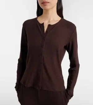 LESET Lauren Cropped Cardigan - Brown