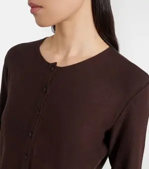 LESET Lauren Cropped Cardigan - Brown