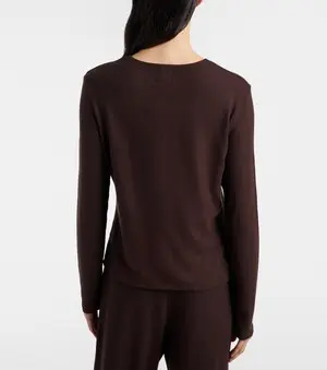 LESET Lauren Cropped Cardigan - Brown