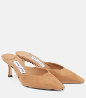 JIMMY CHOO Vivi 65 Suede Mules - Beige