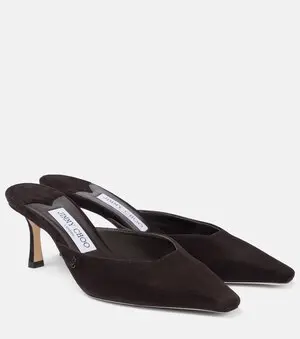 JIMMY CHOO Vivi 65 Suede Mules - Brown