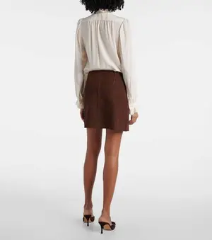Rixo Wiley Suede Miniskirt - Brown