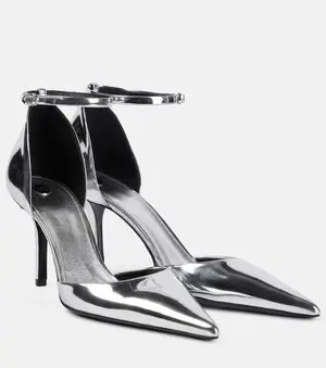 Proenza Schouler Slash 85 Mirrored Leather Pumps - Silver