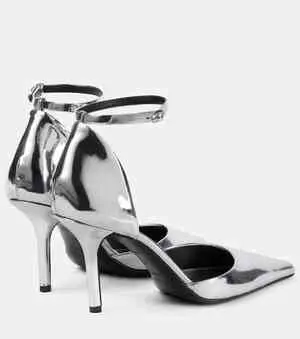 Proenza Schouler Slash 85 Mirrored Leather Pumps - Silver