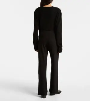 LESET Mid-rise Wide-leg Jersey Pants - Black