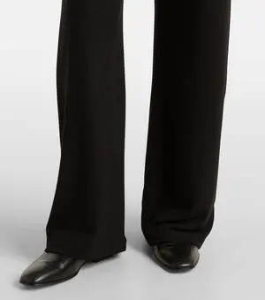 LESET Mid-rise Wide-leg Jersey Pants - Black