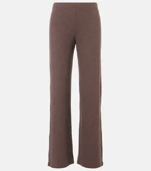 LESET Lauren Mid-rise Jersey Wide-leg Pants - Brown