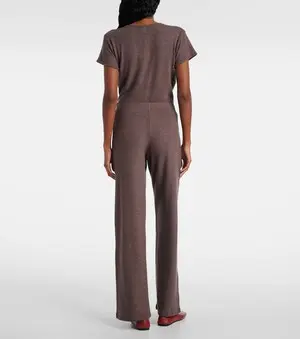 LESET Mid-rise Wide-leg Jersey Pants - Brown