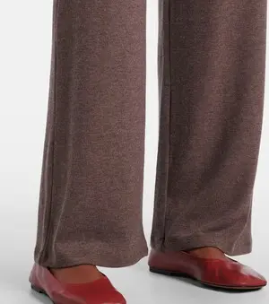 LESET Mid-rise Wide-leg Jersey Pants - Brown
