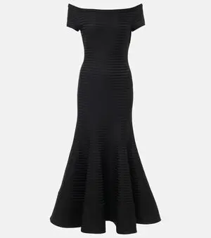 Carolina Herrera Off-shoulder Striped Maxi Dress