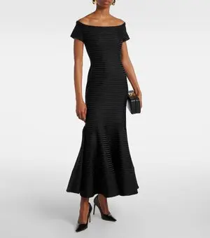 Carolina Herrera Off-shoulder Striped Maxi Dress