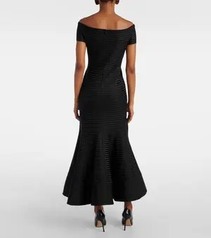 Carolina Herrera Off-shoulder Striped Maxi Dress