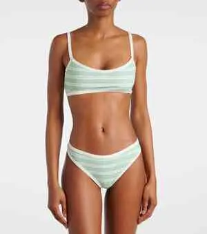 Marysia Ligne Striped Bikini Top - Green