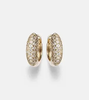 SYDNEY EVAN Puffy 14kt Yellow Diamond Hoop Earrings - Gold