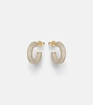 SYDNEY EVAN Puffy 14kt Yellow Diamond Hoop Earrings - Gold