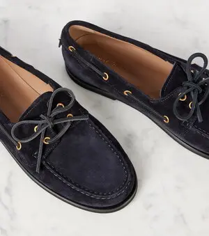 GIANVITO ROSSI Vandée Suede Boat Shoes - Blue