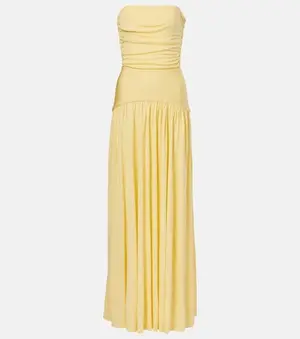 Staud Mariana Ruched Maxi Dress - Yellow