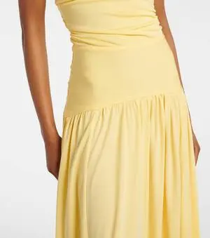 Staud Mariana Ruched Maxi Dress - Yellow