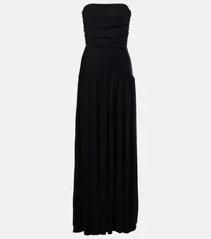 Staud Mariana Ruched Jersey Maxi Dress - Black