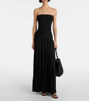 Staud Mariana Ruched Jersey Maxi Dress - Black