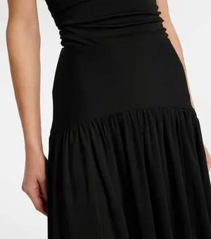 Staud Mariana Ruched Jersey Maxi Dress - Black