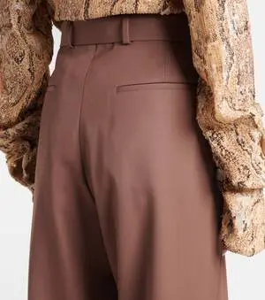 Dries Van Noten Belted Wool Gabardine Wide-leg Pants