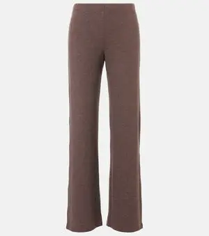 LESET Lauren Mid-rise Wide-leg Jersey Pants - Brown