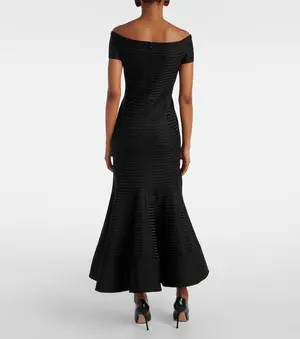 Carolina Herrera Off-shoulder Striped Maxi Dress