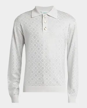 Casablanca Apos;s Crystal Monogram Polo Shirt - Grey
