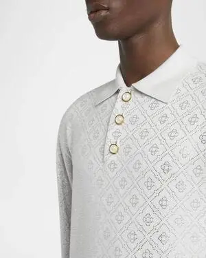 Casablanca Apos;s Crystal Monogram Polo Shirt - Grey
