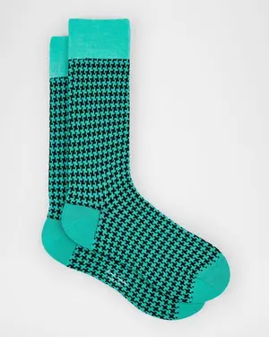 Paul Smith Paul Smith James Houndstooth Gingham Crew Socks Emerald