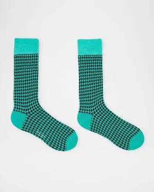 Paul Smith Paul Smith James Houndstooth Gingham Crew Socks Emerald