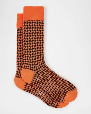 Paul Smith Paul Smith James Houndstooth Gingham Crew Socks Orange