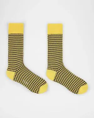 Paul Smith Paul Smith James Houndstooth Gingham Crew Socks Yellow