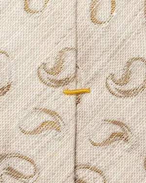 Eton Eton Paisley Printed Silk And Linen Tie Light Beige