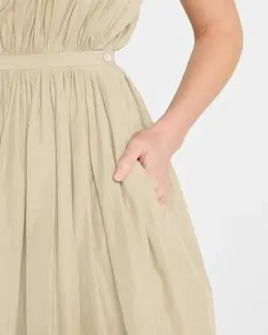 Philosophy Di Lorenzo Serafini Plunging Gathered Midi Dress - Ivory