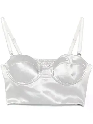 Patrizia Pepe Satined Bustier Top - Silver