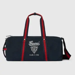 Gucci Printed Canvas Duffle Bag - Blue