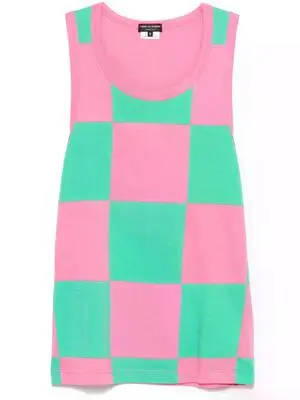 Comme Des Garçons Check-pattern Tank Top - Pink